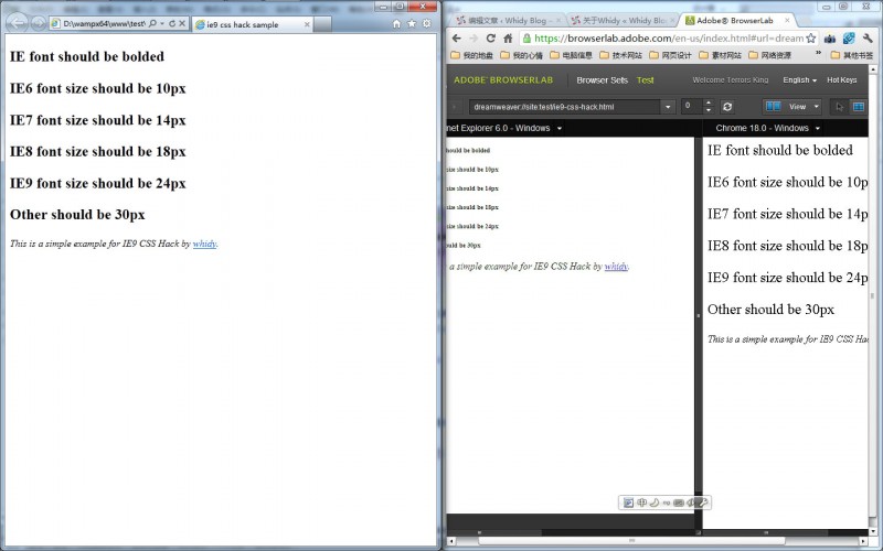 主浏览器CSS HACK(IE6,IE7,IE8,IE9,Chrome,FF) – Whidy Blog